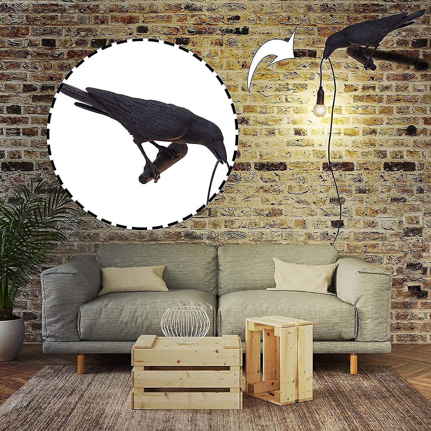 Lamp Table Lamp Playing Raven/applique, Modern Table Light, Desk ...