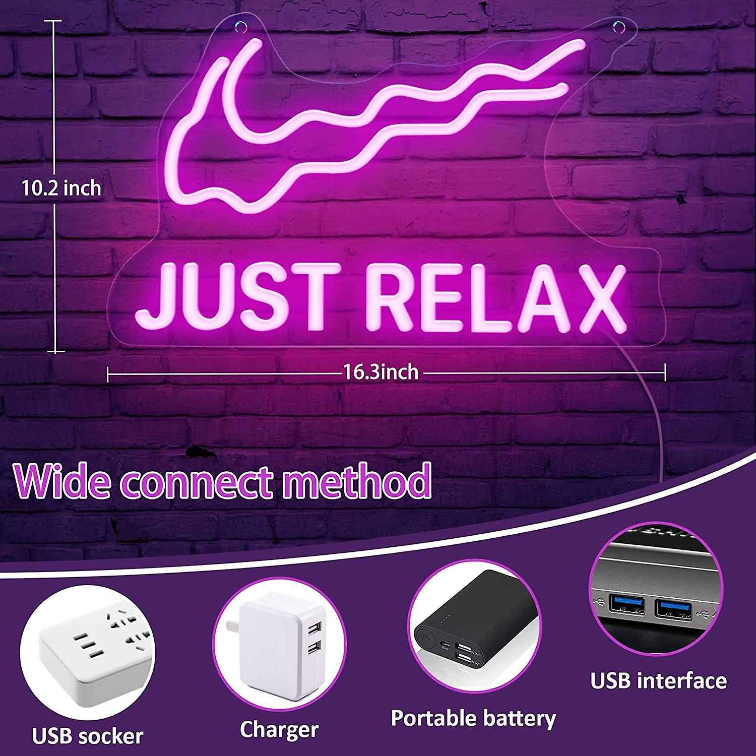 Neon LOGO "just relax" LED Rose neon logo for wall decor, bedroom ...