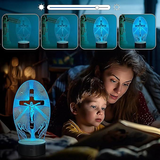 Cross 3d Night Light Jesus Illusion Hologram Lamp 16 Color Led Best ...