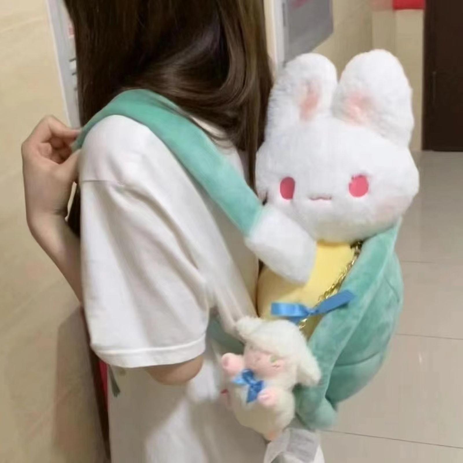 Rabbit Turtle Plush Backpack PP Cotton Short Plush Cartoon Perfect ...