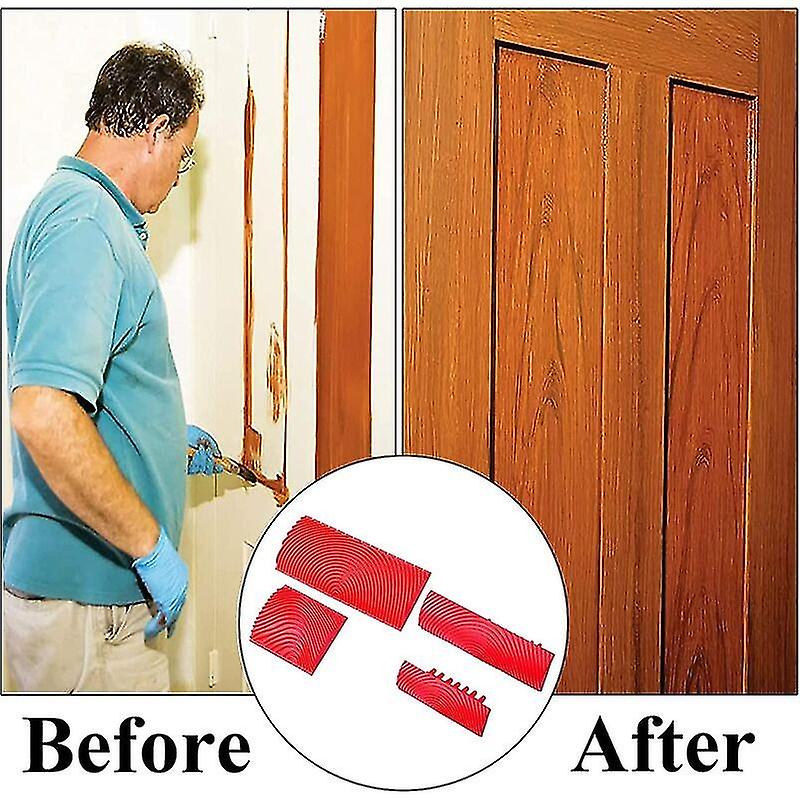 Set Of 4 Wood Grain Rubber Imitation Wood Grain Tool, Painting Texture ...