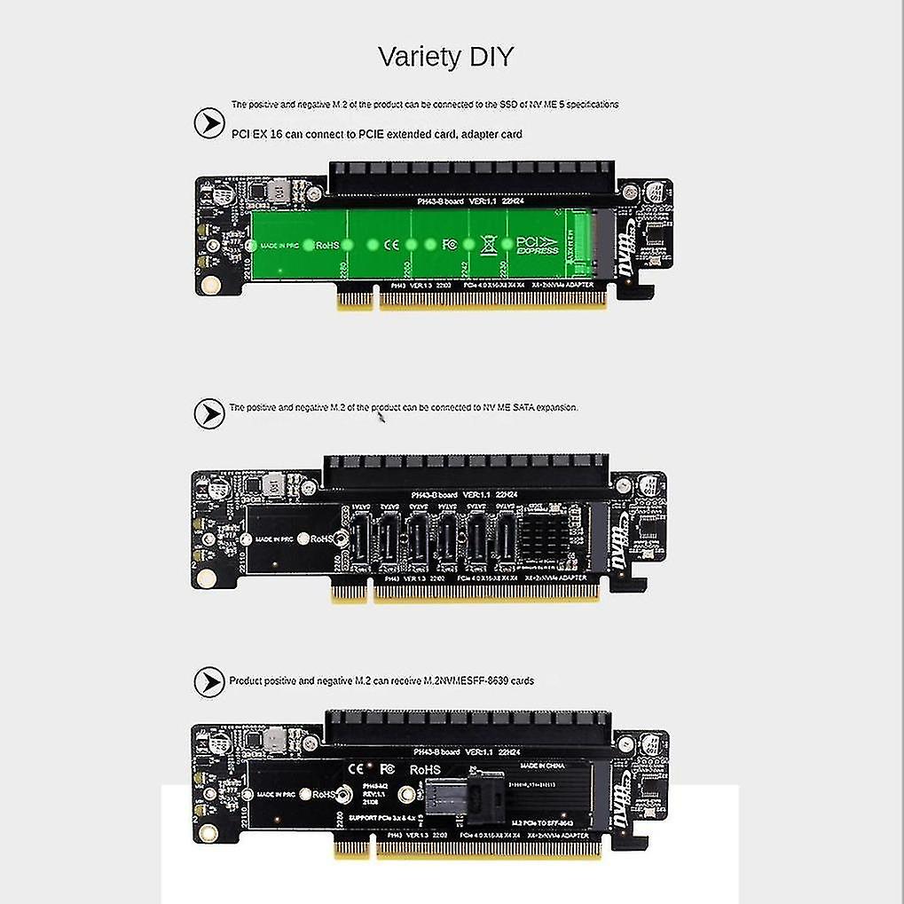 Pcie4.0 Split Expansion Riser Card Pcie X16 To M.2 Nvme Ssd Adapter ...