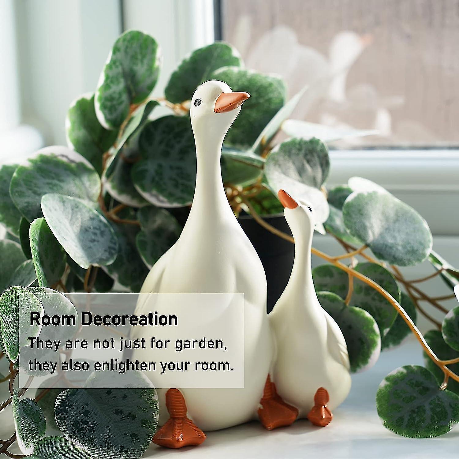 Parent And Child White Duck Set, Hand-painted Resin Ducks For Garden ...
