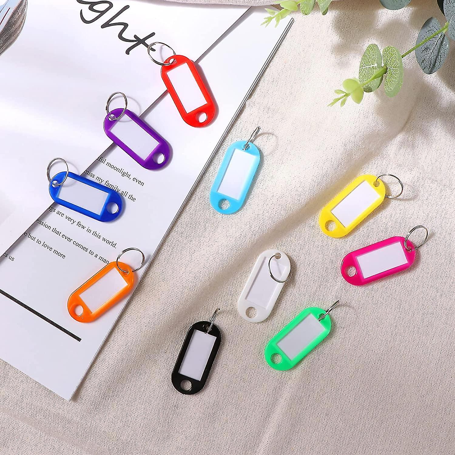 20 Key Tags, 10 Colors Plastic Key Rings, Writable Tag Color Key Rings ...