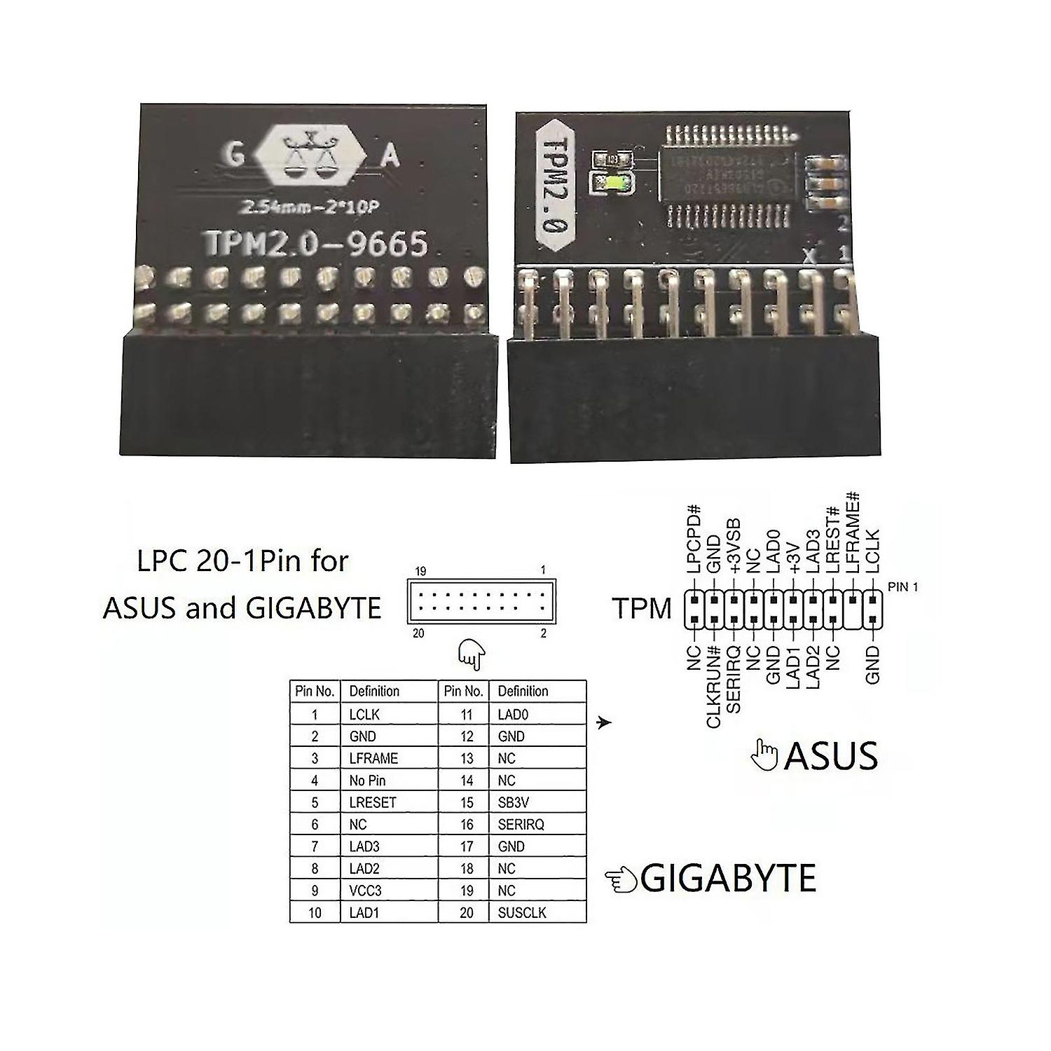 for Tpm-l R2.0/gigabyte Gc-tpm 2.0 Compatible Trust Platform Module 20 ...