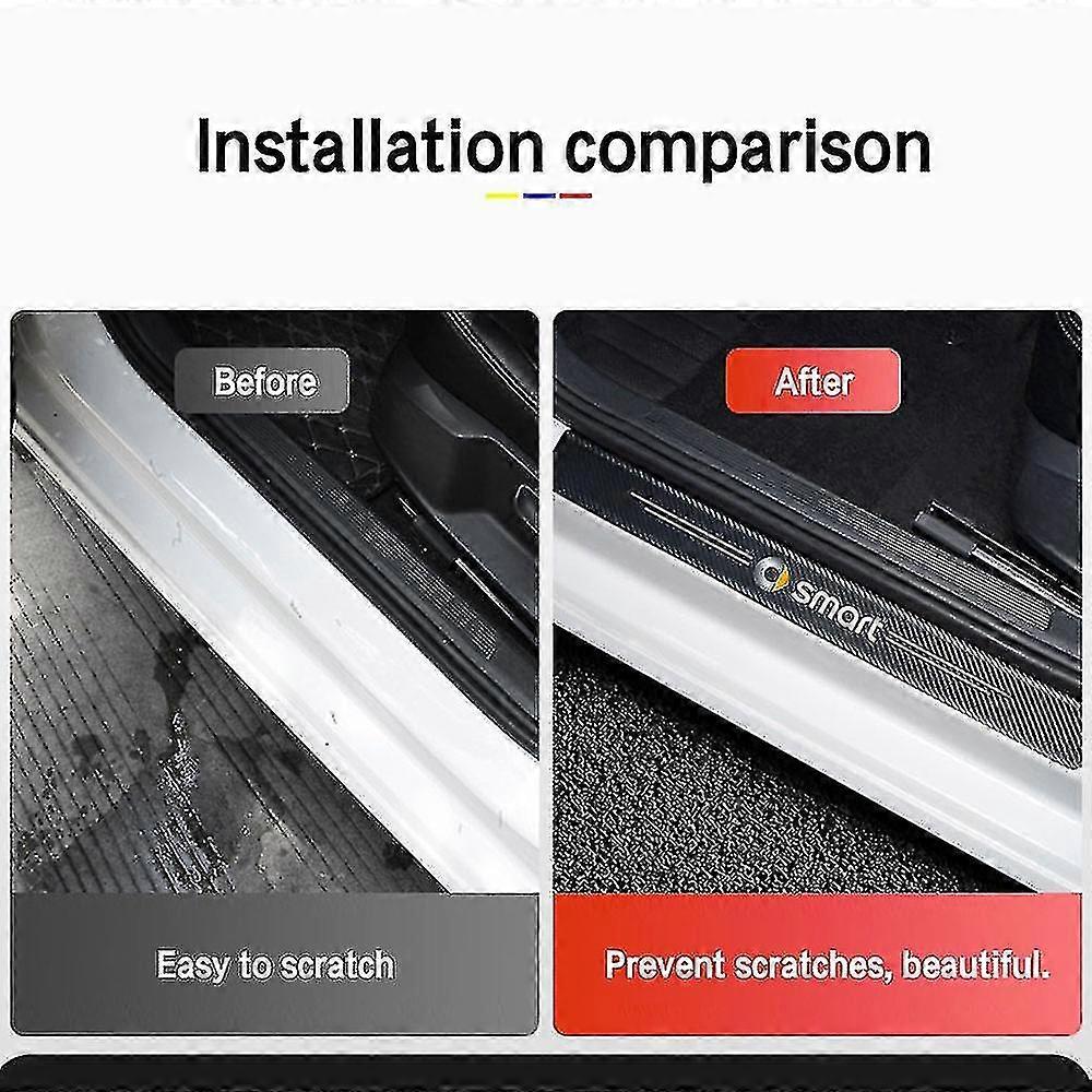 4pcs Car Threshold Stickers Door Carbon Fiber Sill Protector Film Decal ...