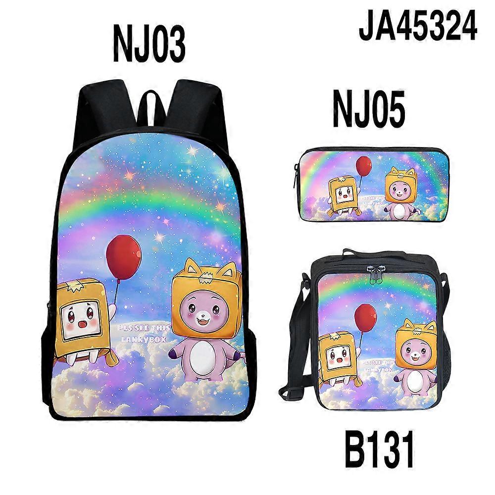 3Pcs/Set Lankybox Foxy School Backpack Lunch Bag Rucksack Pencil Case ...