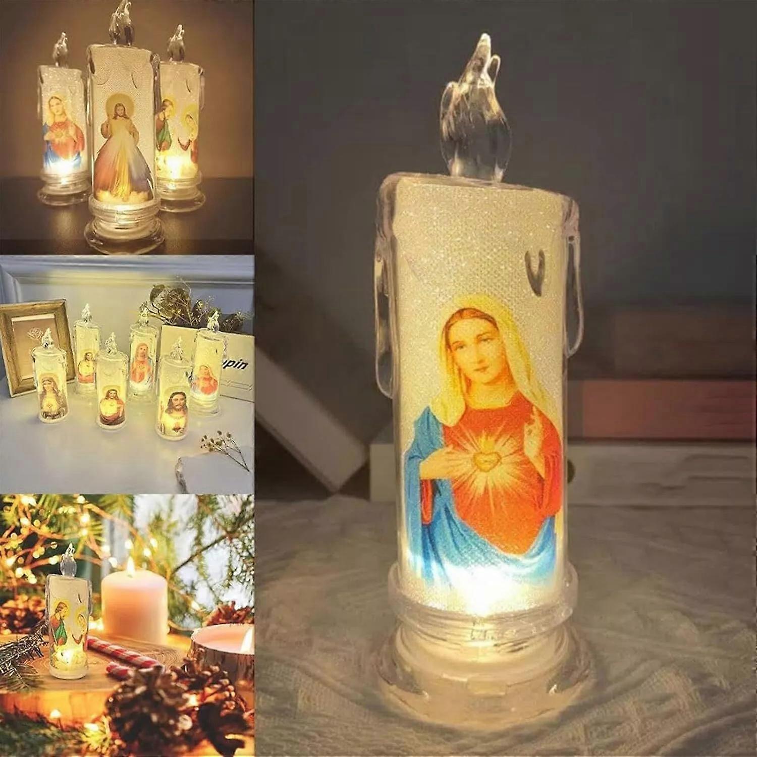 LED Prayer Flameless Candles, Jesus Saints Religious Decoration | Fruugo UK