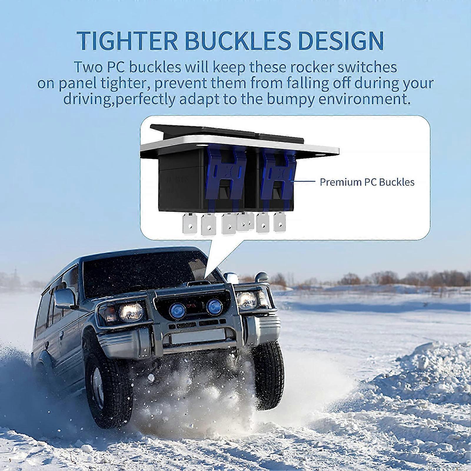 6 Gang Rocker Switch Panel 12V 24V Blue LED Waterproof SPST On Off Pre ...