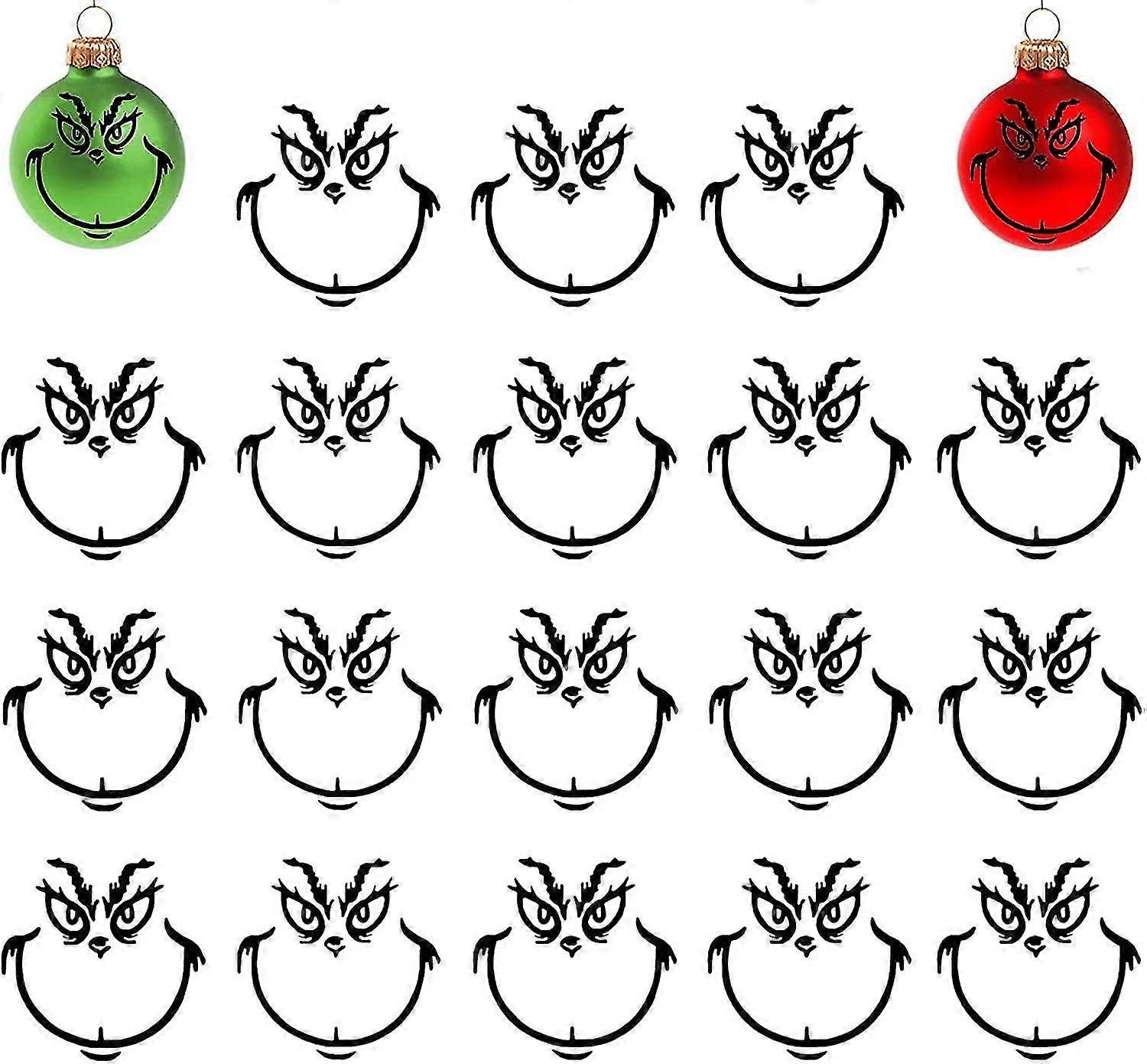 100pcsgrinch Stickers For Ornaments Grinch Face Decals Vinyl Sticker ...