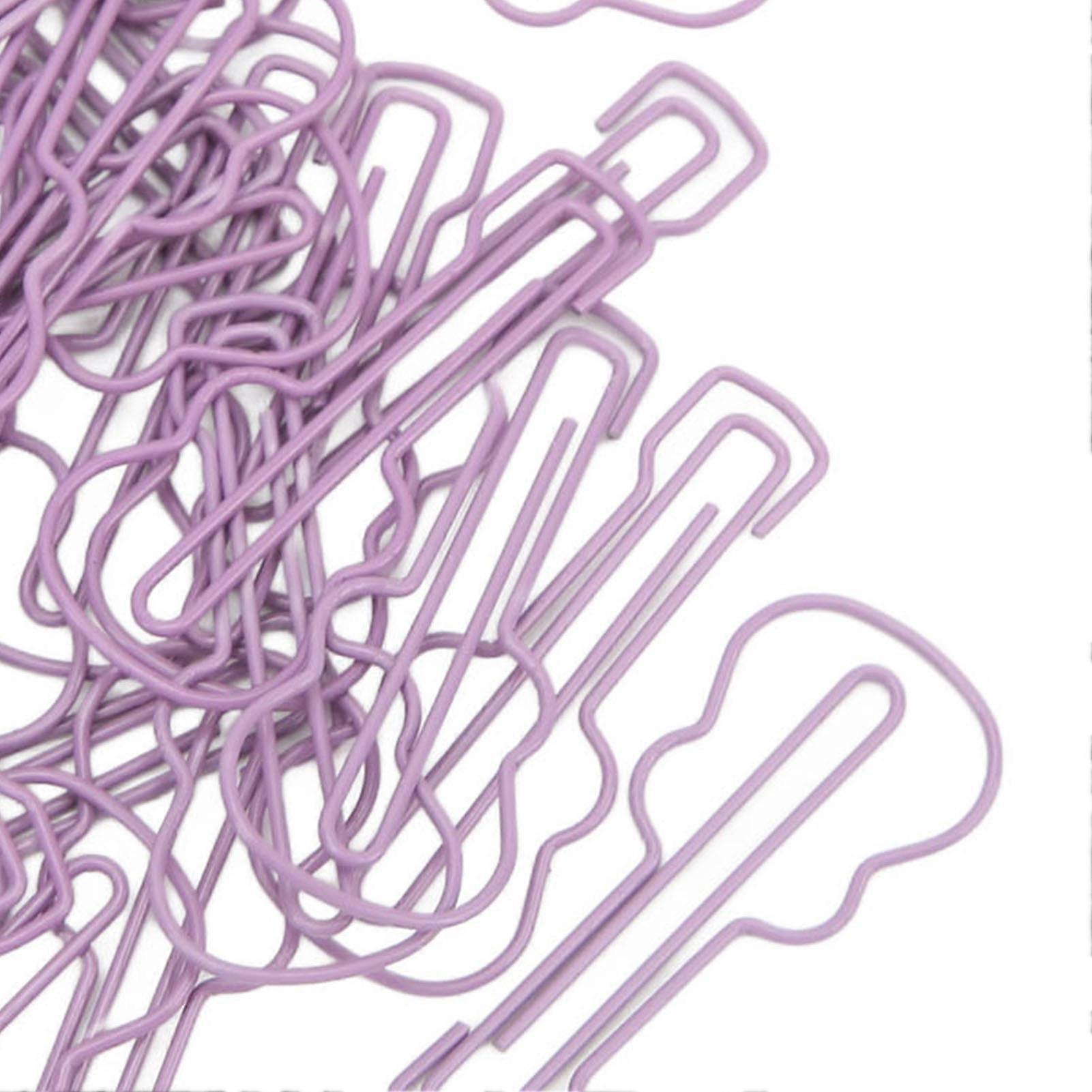50Pcs Purple Guitar Shaped Office Paper Clips Portable Decorative ...