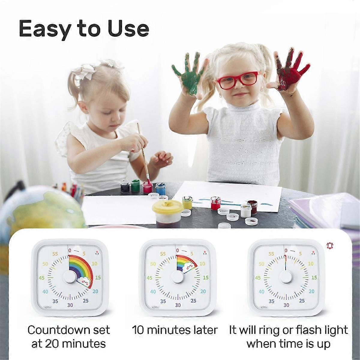 60 Minute Visual Timer with Protective Case, Rainbow Disk Timer, Silent ...