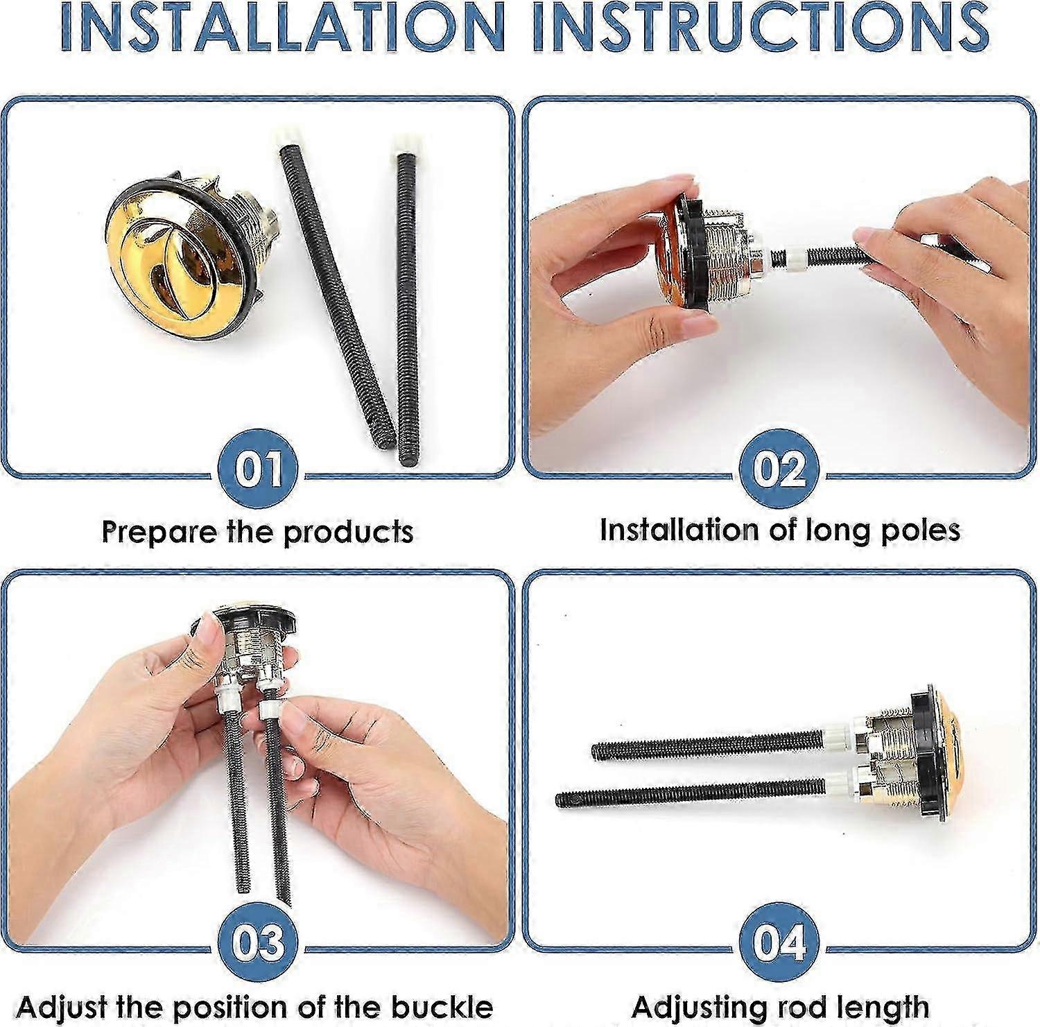 38mm Toilet Dual Flush Push Button,Universal Gold Cistern Toilet Flush ...