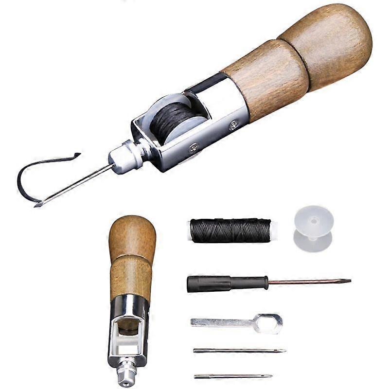 Leather Sewing Awl Kit with DIY Wooden Handle, Professional Hand Sewing ...