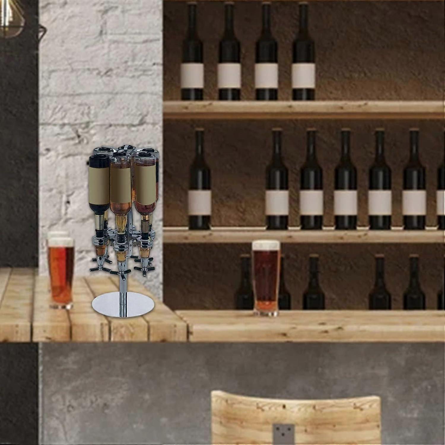 4 Bottle Rotating Dispenser Bar Rack Rotatable Beverage Dispenser ...