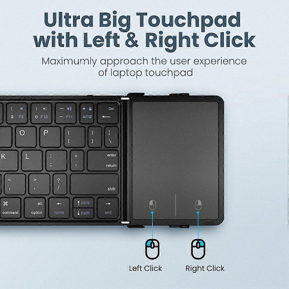 SeenDa Tri-Folding Wireless Keyboard with Touchpad Rechargeable Mini ...