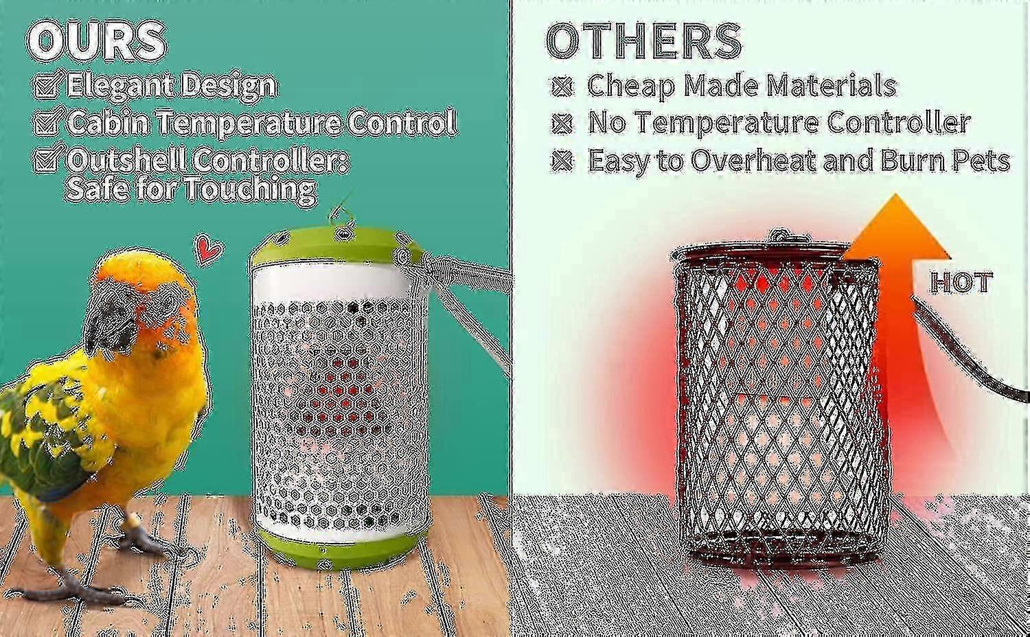 Auto Temperature Control Bird Cage Heater, Safe for Birds with Anti ...