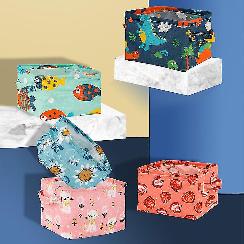 Foldable Canvas Cartoon Storage Box 4 Pcs/set With Cute Print Snack ...