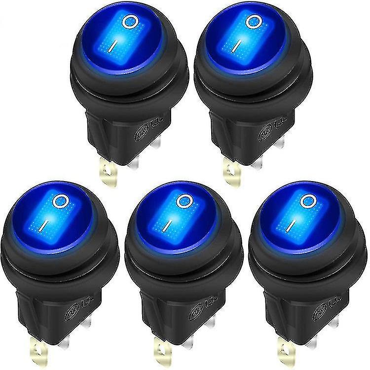 12v 20a Waterproof Rocker Switch Blue Led Lighted Round On Off 3 Pin 12 ...