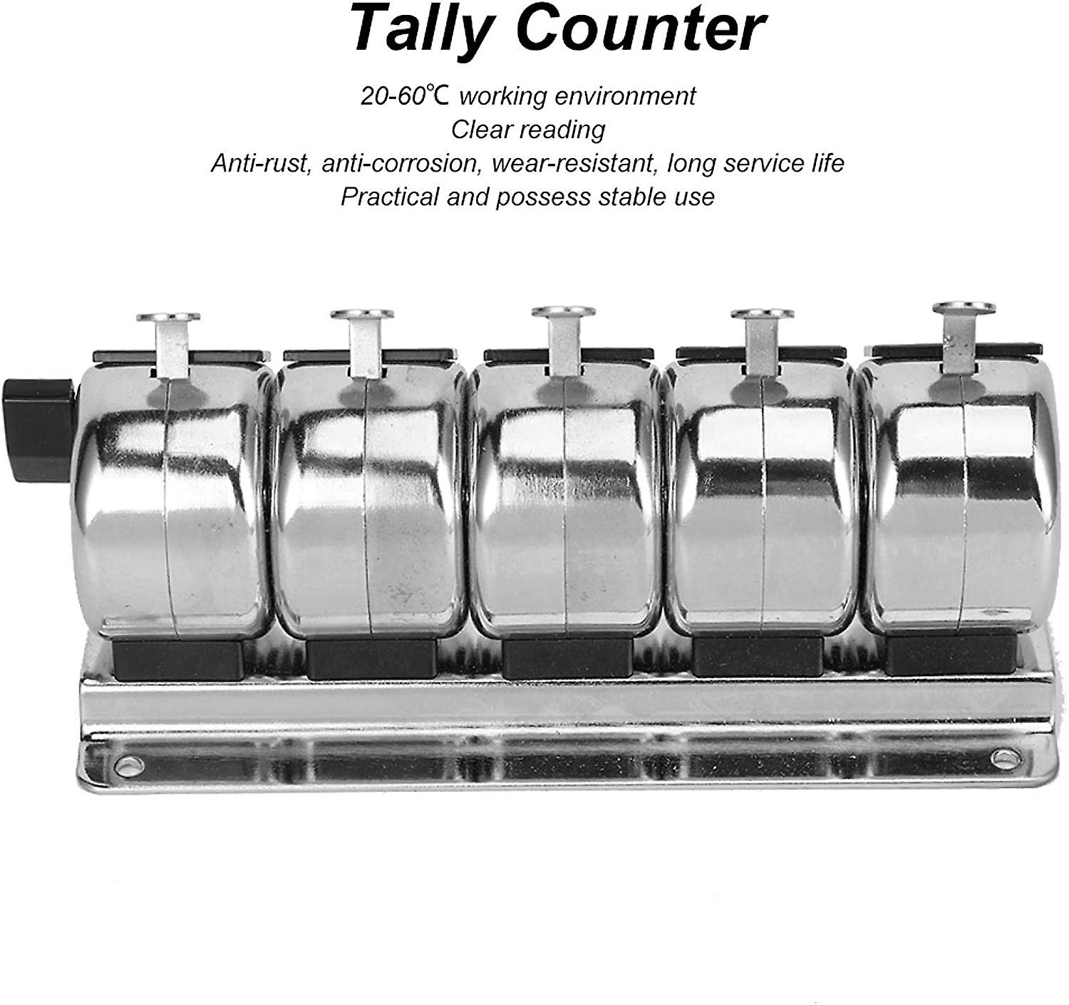 Metal Counter Mechanical Manual Clicker, Silver, 4 Digits, 5 Units ...