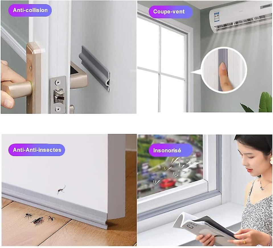 2M Gray Sound Insulation Window Seal Door Draft Excluder,Self-adhesive ...