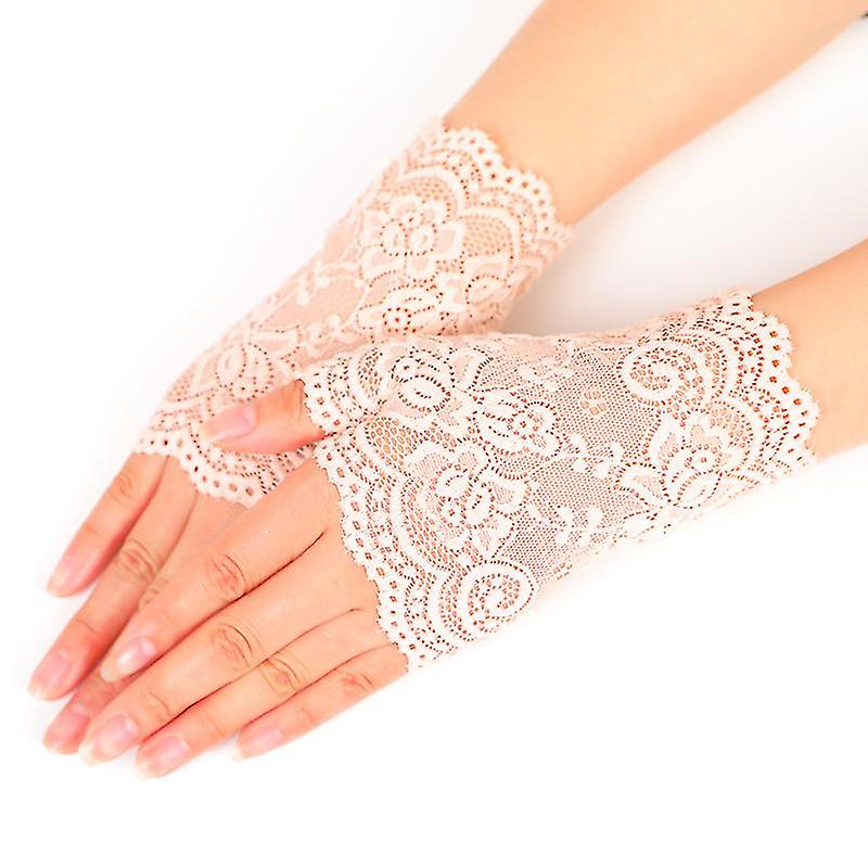 Lace Gloves Lace Floral Gloves Sun Protection Hand Covers Half Finger ...