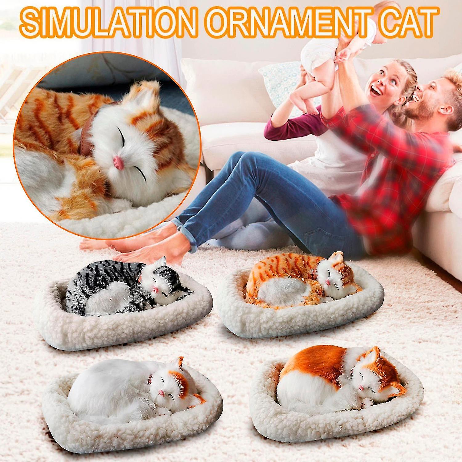 33cm Breathing cat simulation cat model ornaments plush cat model ...