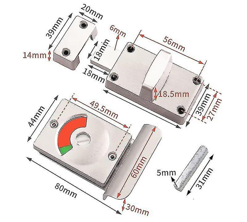 Toilet Door Lock With Red And Green Indicator Replacement Parts ...