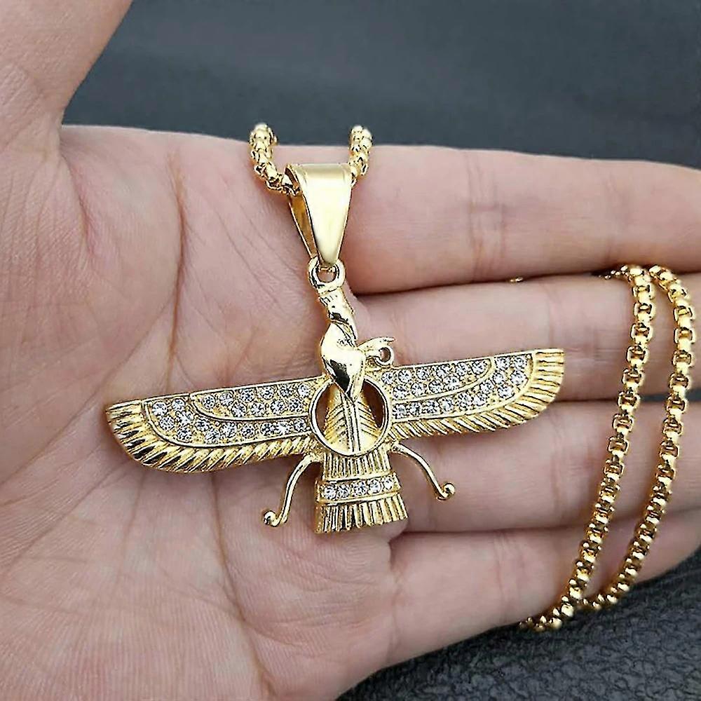 Stainless Steel Iran Faravahar Ahura Mazda Pendant Gold Color ...