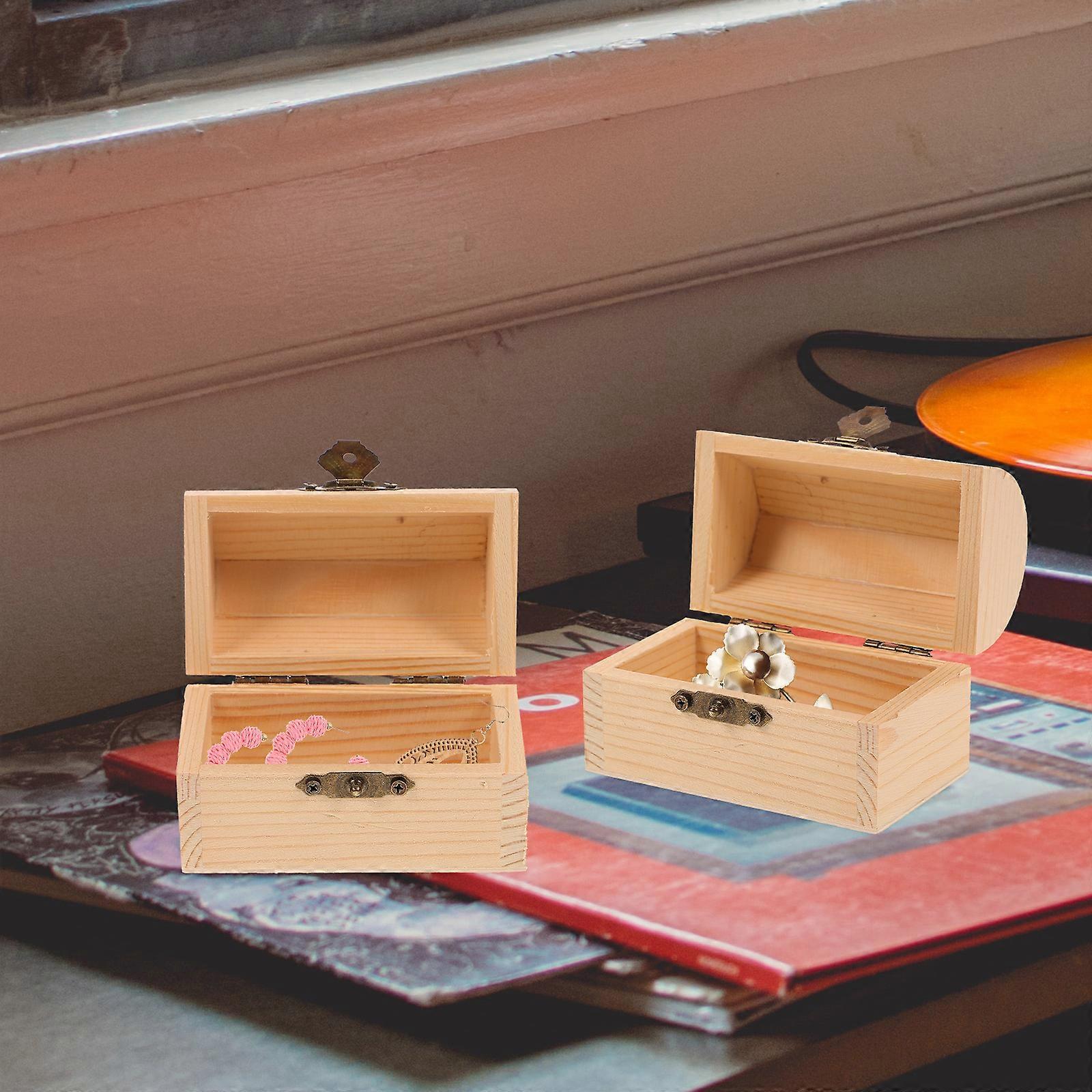 2Pcs Solid Wooden Arc Design Storage Boxes Gift Boxes Treasure Boxes ...