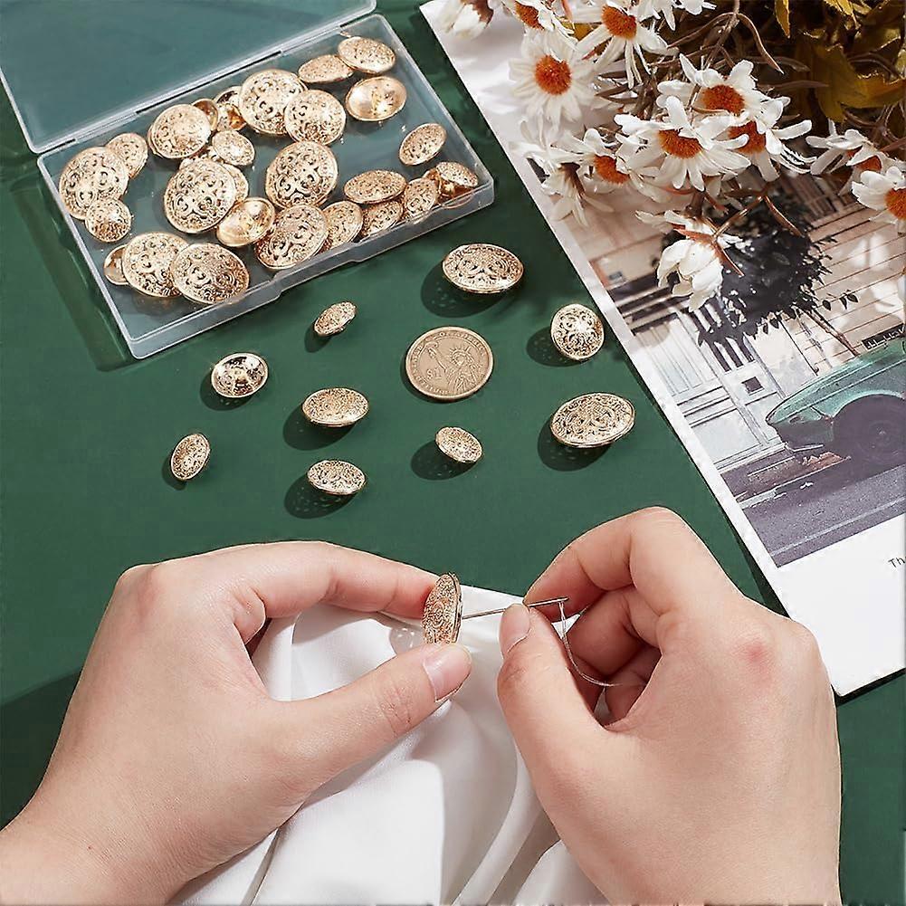 40Pcs Alloy Buttons 4 Size Golden Button Retro Hollow Sewing Button 0.6 ...