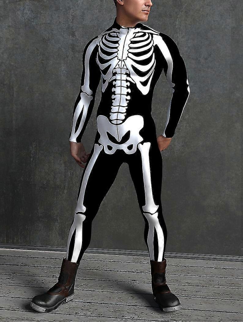 Mens Skeleton Costume - Mens Halloween Costume For Men - Black and ...