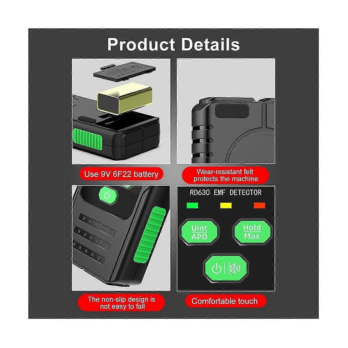 3-In-1 Electromagnetic Field Radiation Detector Tester EMF Meter ...