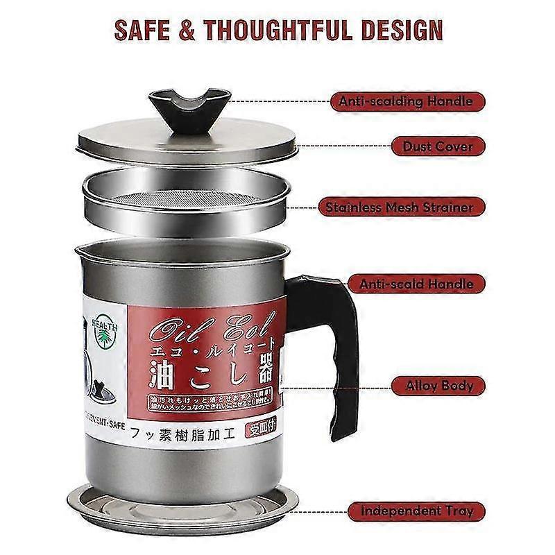 Stainless Steel Kitchen Oil Filter Grease Frying Oil Container Filter ...