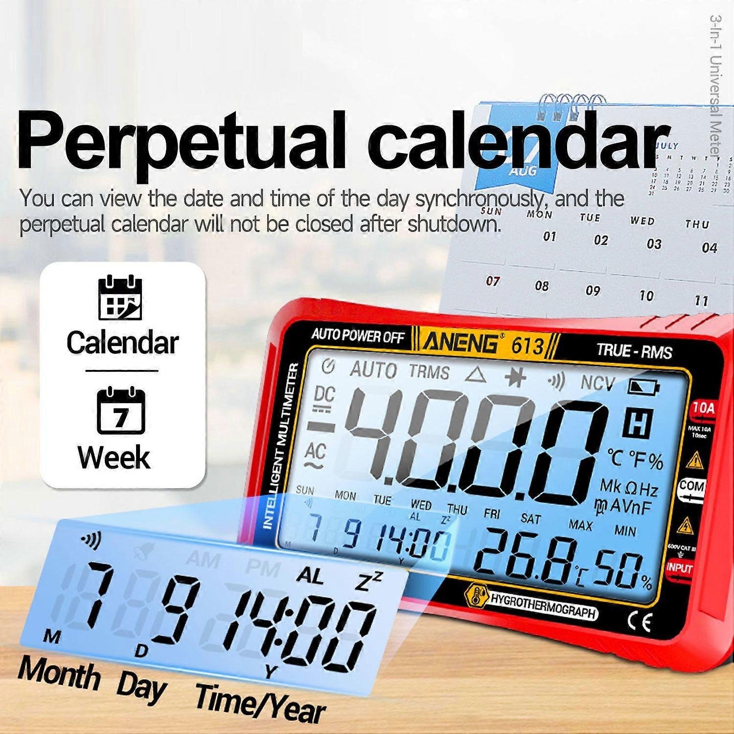 ANENG 613 3 in 1 Smart Multimeter Perpetual Calendar Temperature ...