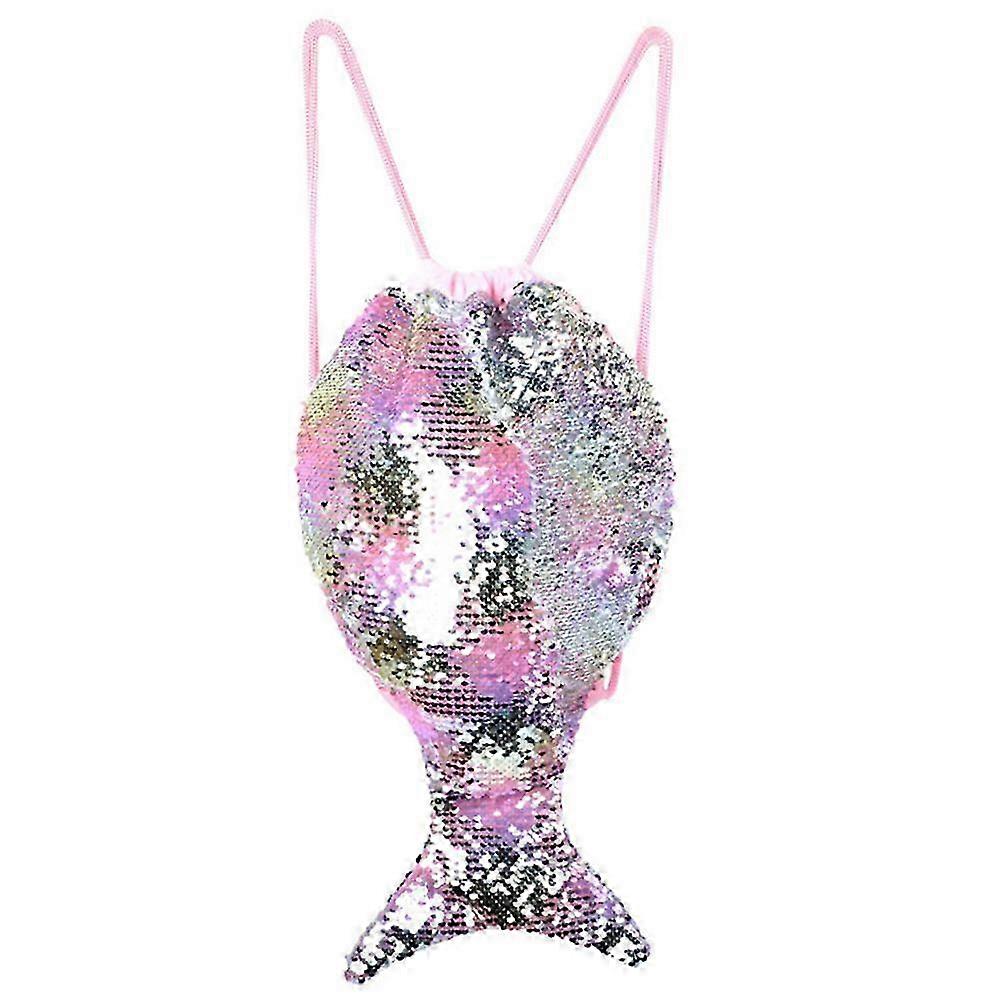 Reversible Sequins Drawstring Bag Mermaid Tail Colourful Backpack Gym ...