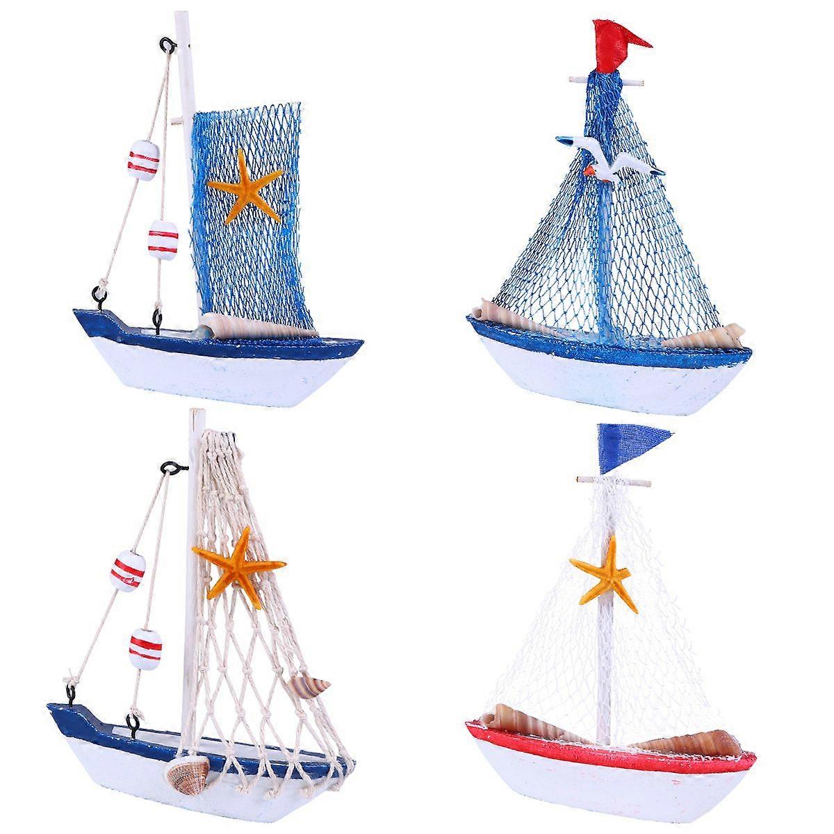 4pcs Mini Sailboat Ornament Sailboat Model Home Decor Adornment (Random ...