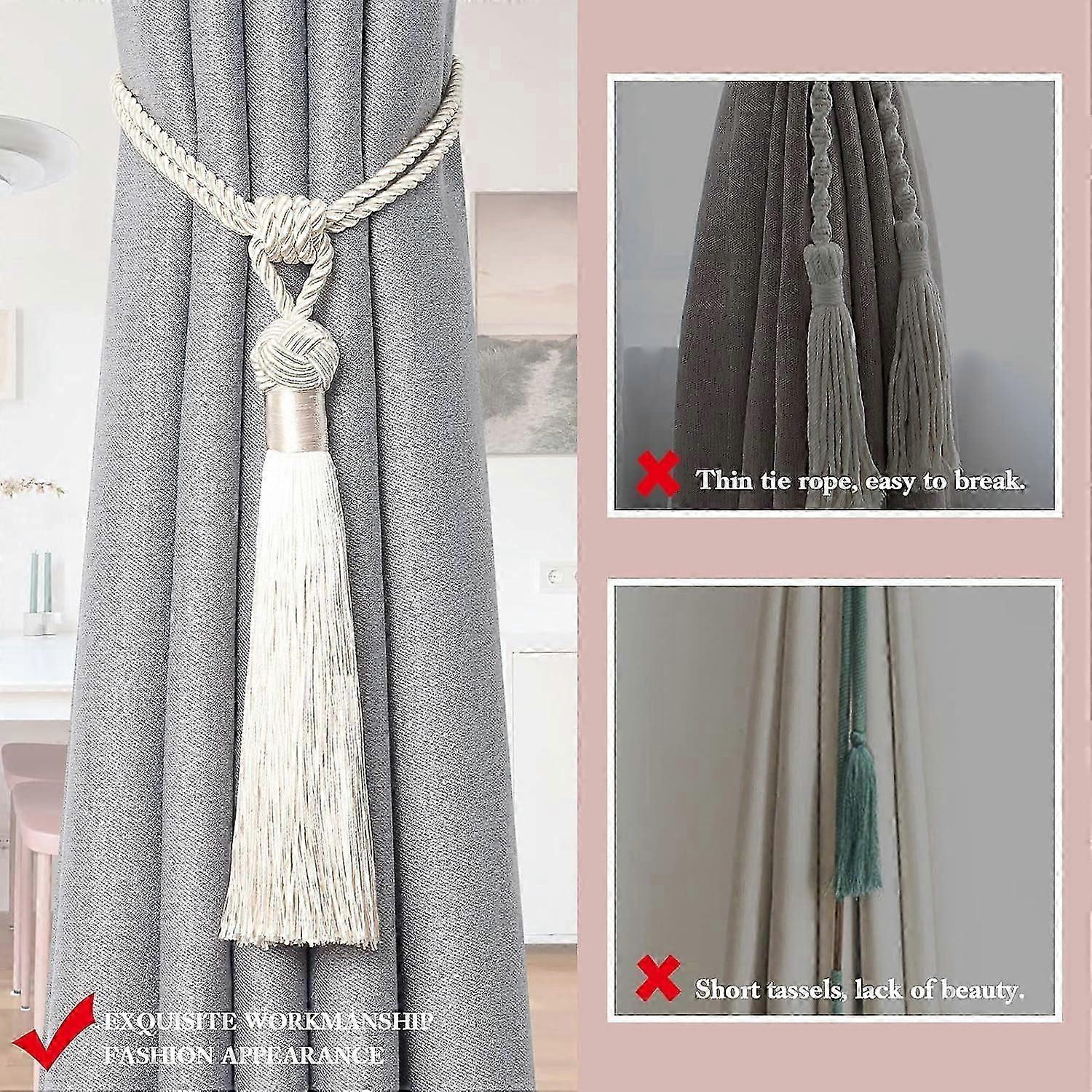 lly 2 Pack European Style Handmade Braided Rope Knot Long Tassel ...