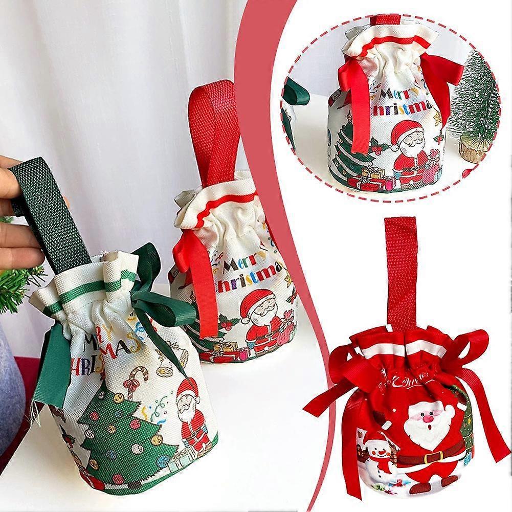 Christmas Drawstring Canvas Gift Bags Reusable Christmas Storage Treat ...