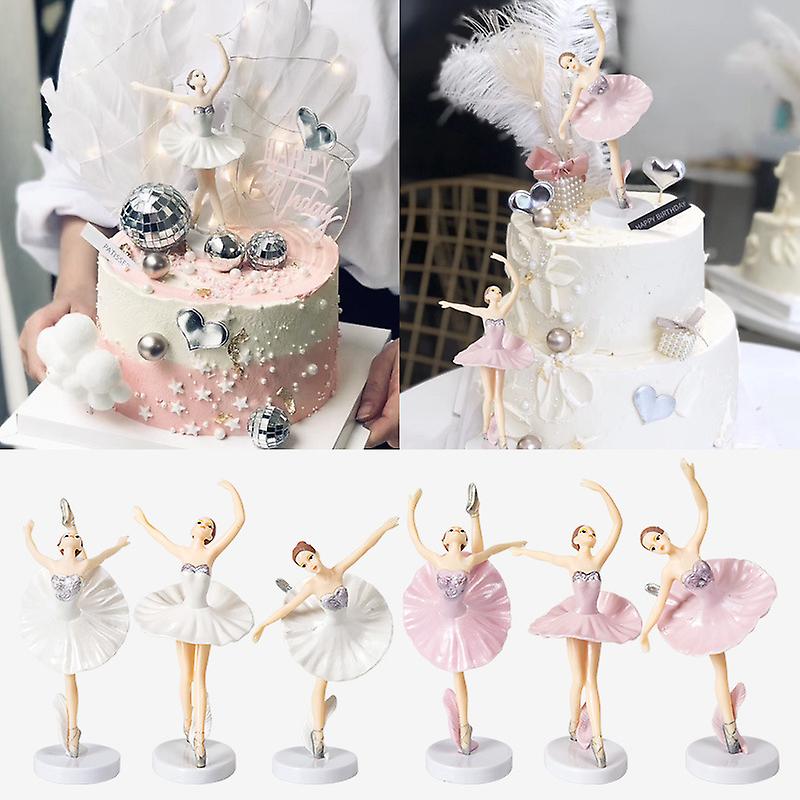 3-piece Ballet Girl Cake Top Hat And Base Miniature Statue Toy Statue ...