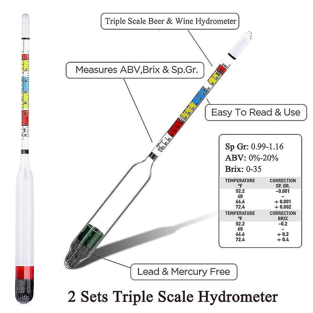 Hydrometer For Home Brew Beer,hydrometer Test Kit, Triple Scale ...