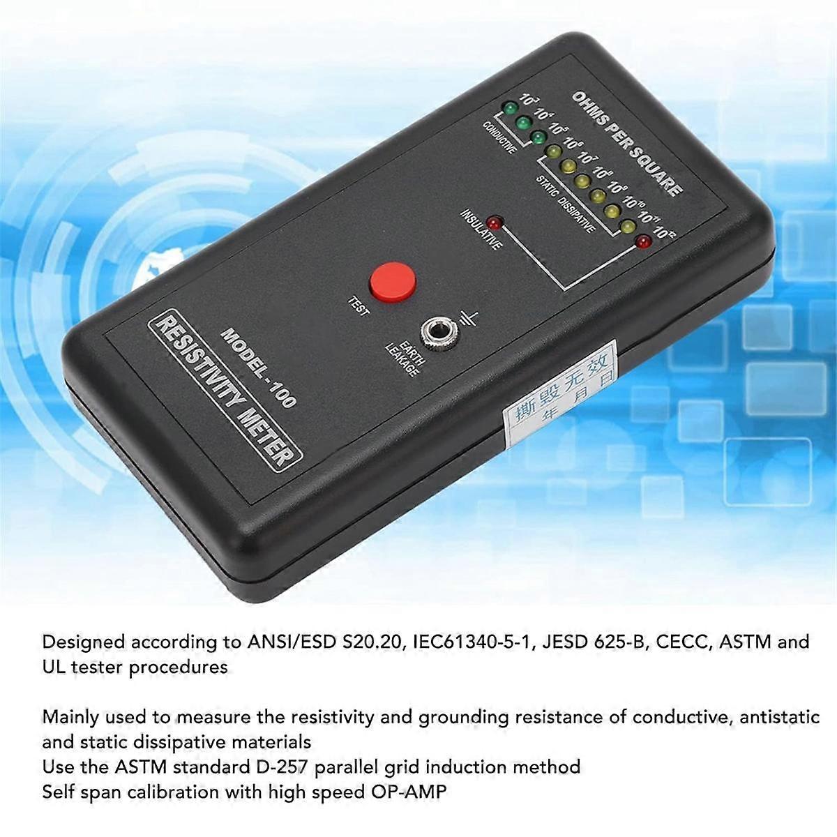 Surfaces Resistance Tester, Handheld Electrostatic Static Resistivity ...