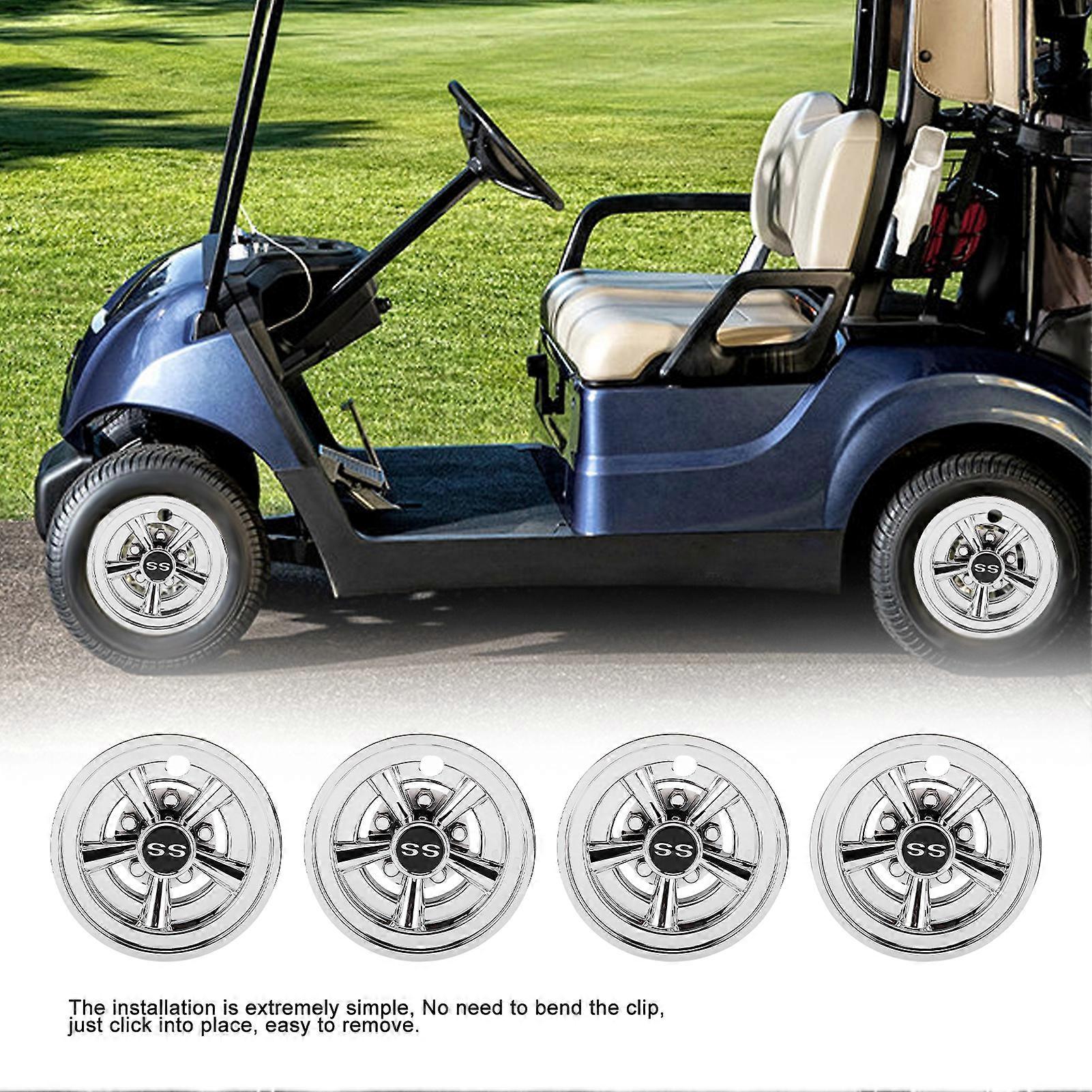 Club Car Wheel Hub Caps 5 Spoke for SS Style Silver Plated Replacement ...