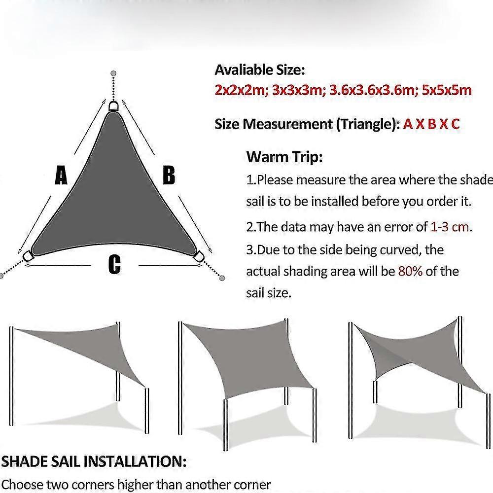 Triangle Sun Shade Sail,98% Uv Block Waterproof Sun Shelter,canopy For ...