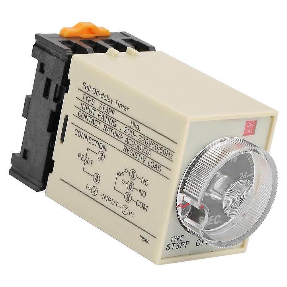 0-30s Power Off Delay Timer Relay Knob Control Time Relay with Base AC 220V ST3PF | Fruugo UK