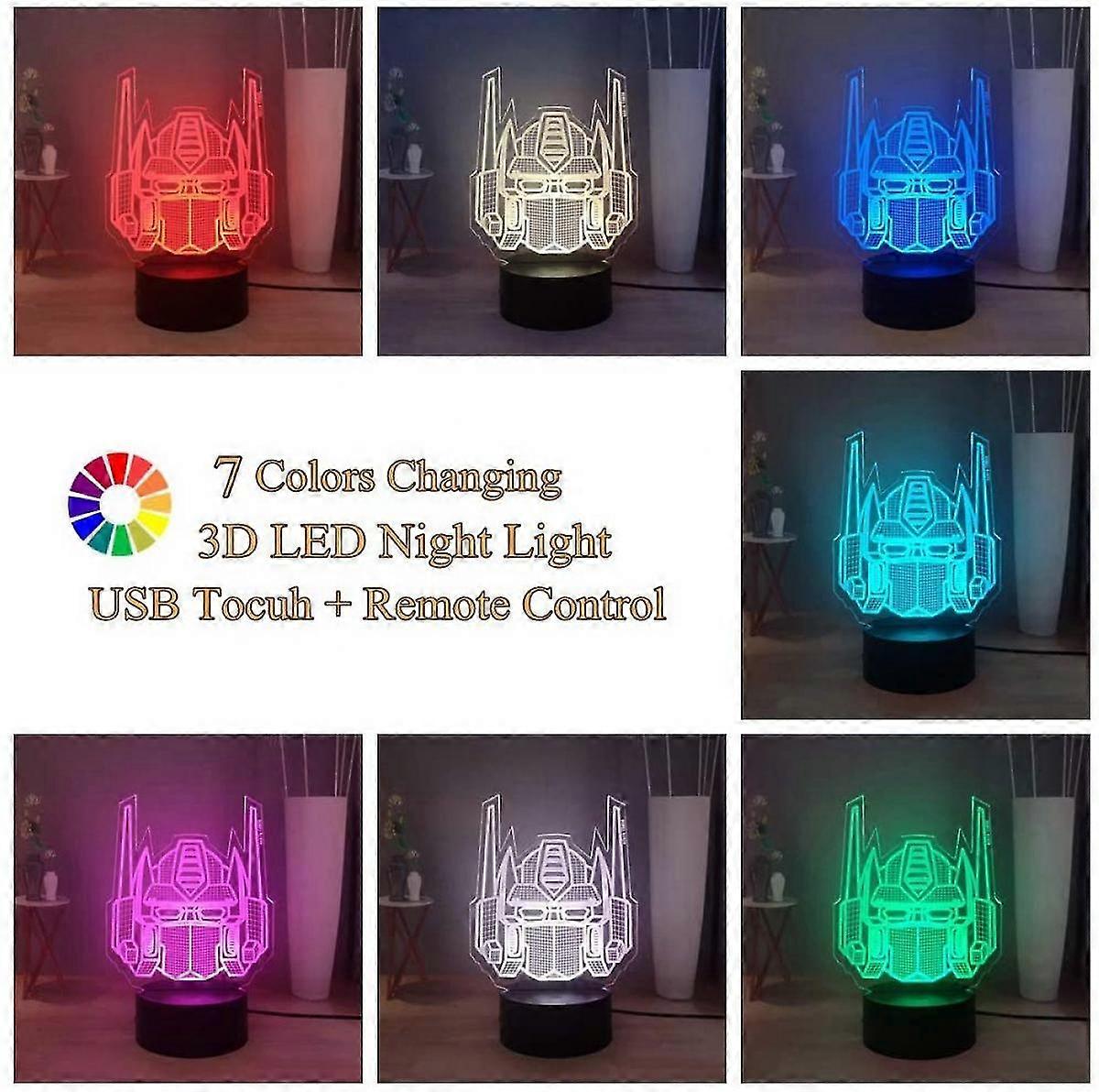 Transformers 3D Night Light, Optimus Prime 7 Colors LED Table Lamp ...