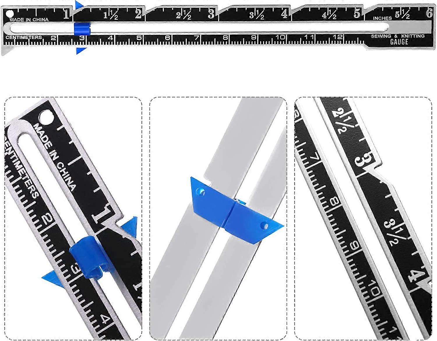 2 Pieces Sewing Measuring Tool, 5-in-1 Sliding Gauge Measuring Fabric ...