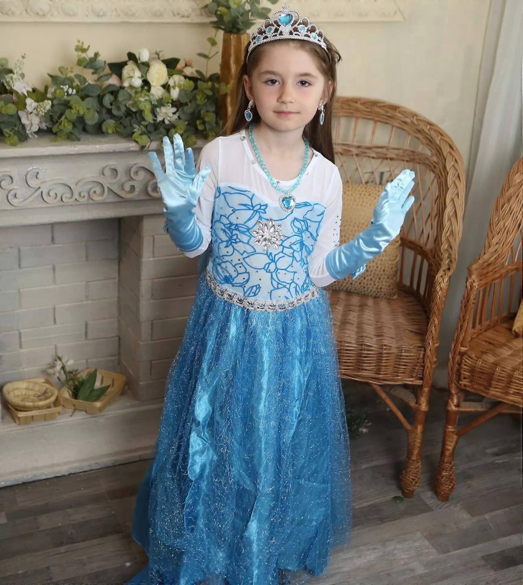 Princess Dresses Snow Queen Girls Fancy Anna Elsa Costume Birthday ...