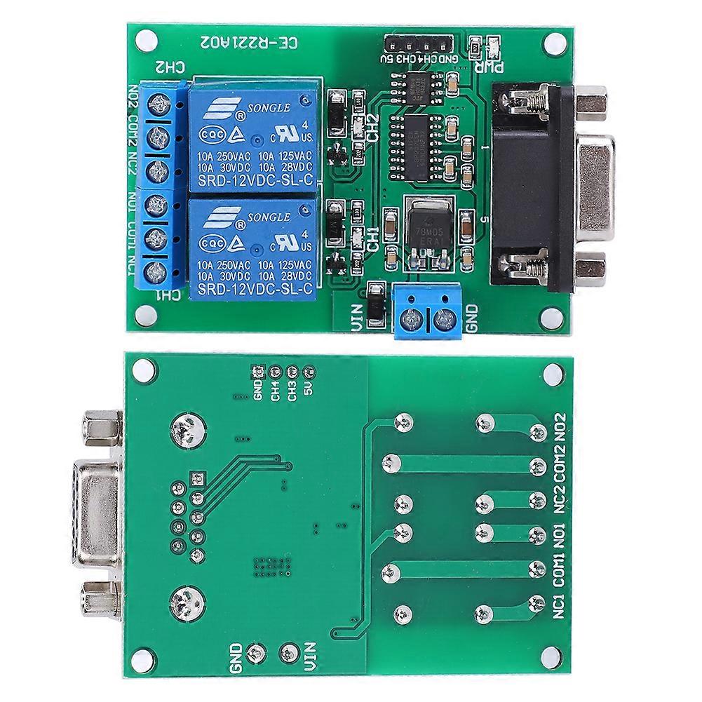 2 Channel Serial Port Relay Module RS232 UART Protocol DB9 Interface Remote Control Switch Board ...
