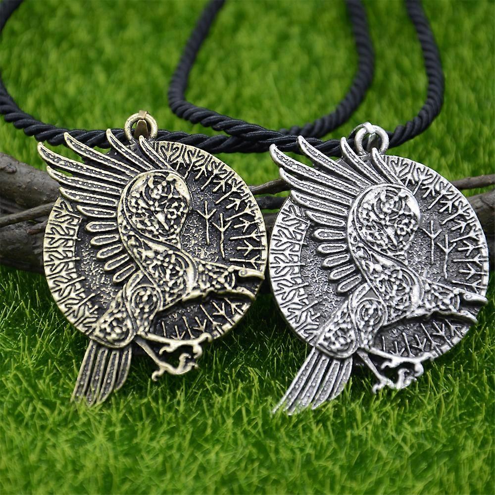 Norse Odin Symbol Viking Raven Amulet Runes Algiz Protection Wicca ...